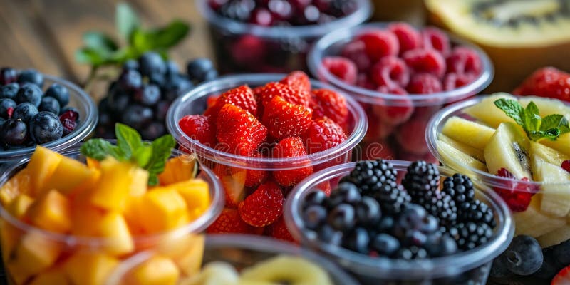 Fruit Assortments in Individual Cups, Strawberries and Kiwi Featured ...