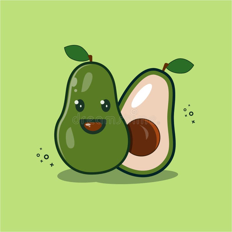 Fruit Avocado Cute Kawaii Chibi Logo Stock Vector - Illustration of ...