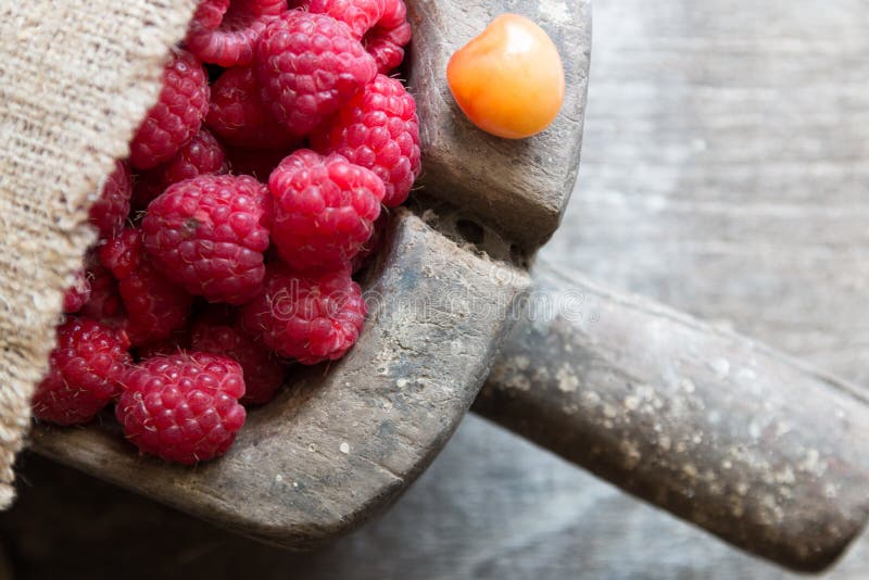Fruit Background. Ripe Raspberry and Cherries Stock Photo - Image of ...