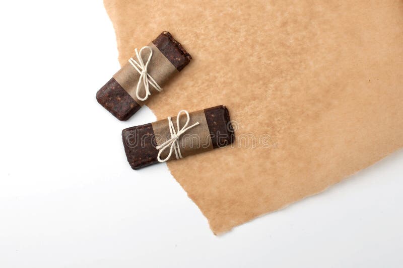 Fruit Bars in Baking Paper with a Ribbon Stock Image - Image of granola ...
