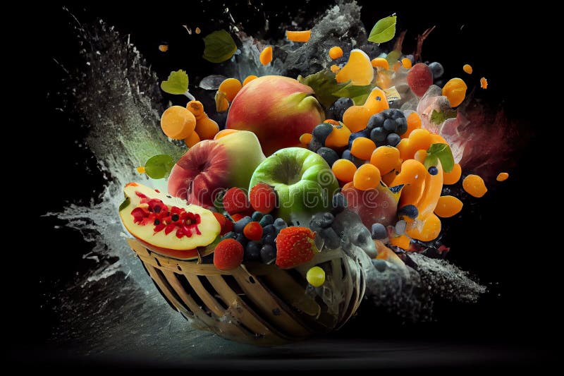 A Fruit Basket Exploding with Fresh Summer Fruits, Ready To Be Enjoyed ...