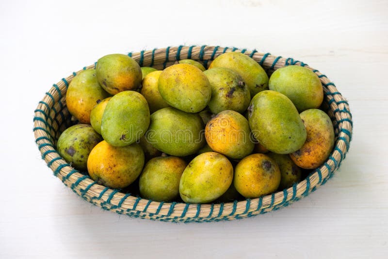 Fruit Basket Full of Ripe Mangoes. a Wicker Basket Full of Fresh Ripe ...