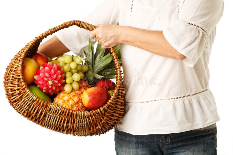 Fruit Basket in Hands of Women. Stock Image - Image of artichoke ...