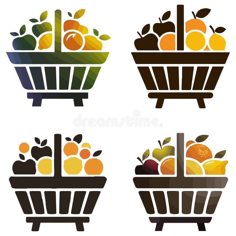 Fruit Basket Silhouette Logo on Wooden Stand Vector Stock Vector ...