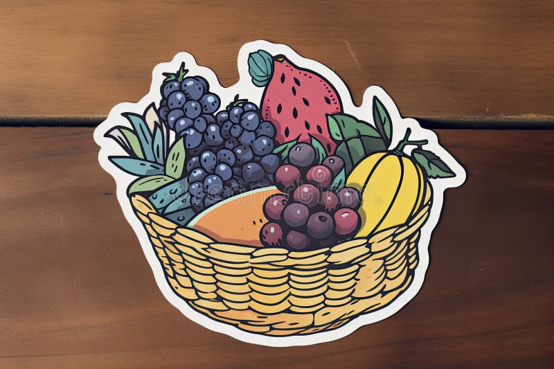 Fruit Basket Sticker. Generative and Illustration Stock Illustration ...