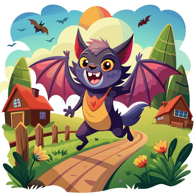 Fruit Bat Jubilant Runs Farm Vector Stock Illustration - Illustration ...