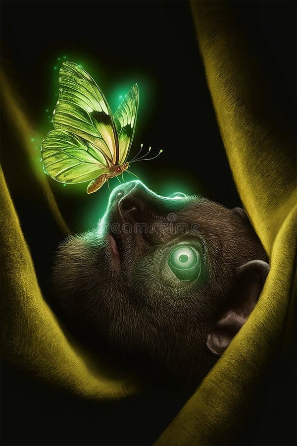 A Fruit Bat S Face, Illuminated by a Soft, Enchanting Green Light Stock ...