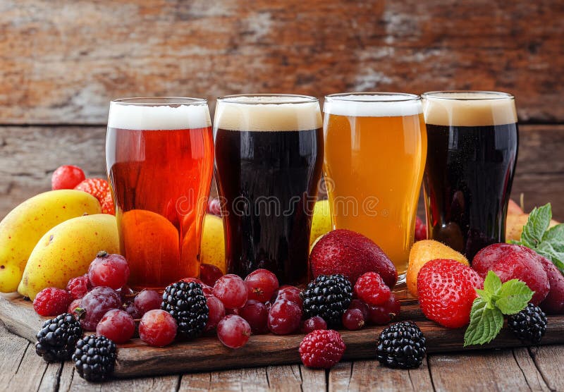 Fruit and Beer Pint Glasses- Refreshing Summer High Quality Image Stock ...