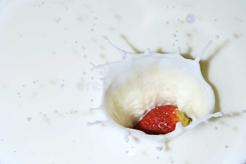 Fruit Being Dropped into Milk Stock Photo - Image of nutritious ...