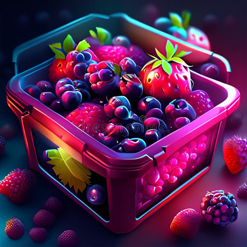Fruit and Berries in a Plastic Box. Realistic Vector Illustration Stock ...