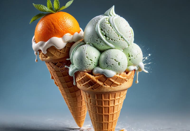 Fruit Berry Cold Ice Cream in a Waffle Cone Stock Photo - Image of ...