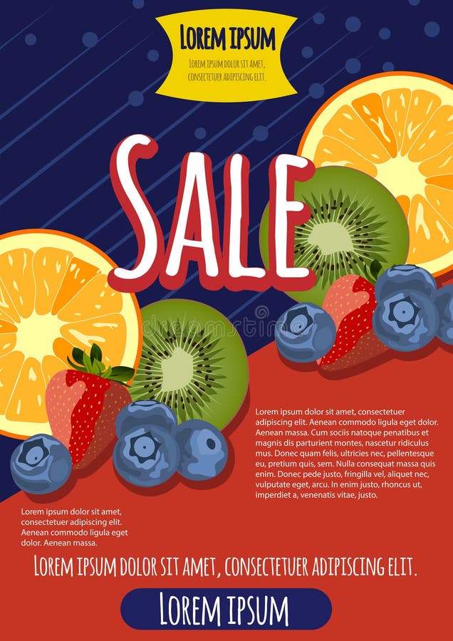 Fruit and Berry Sale Poster. Vector Illustration in Flat Style. EPS 10 ...