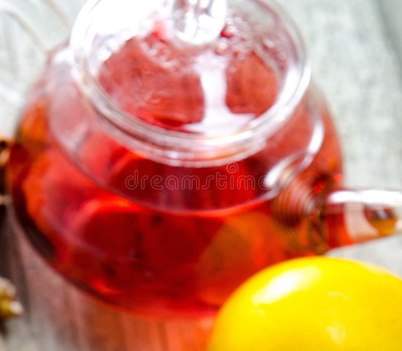 Fruit Berry Tea in the Cup Served on Table Stock Photo - Image of plant ...