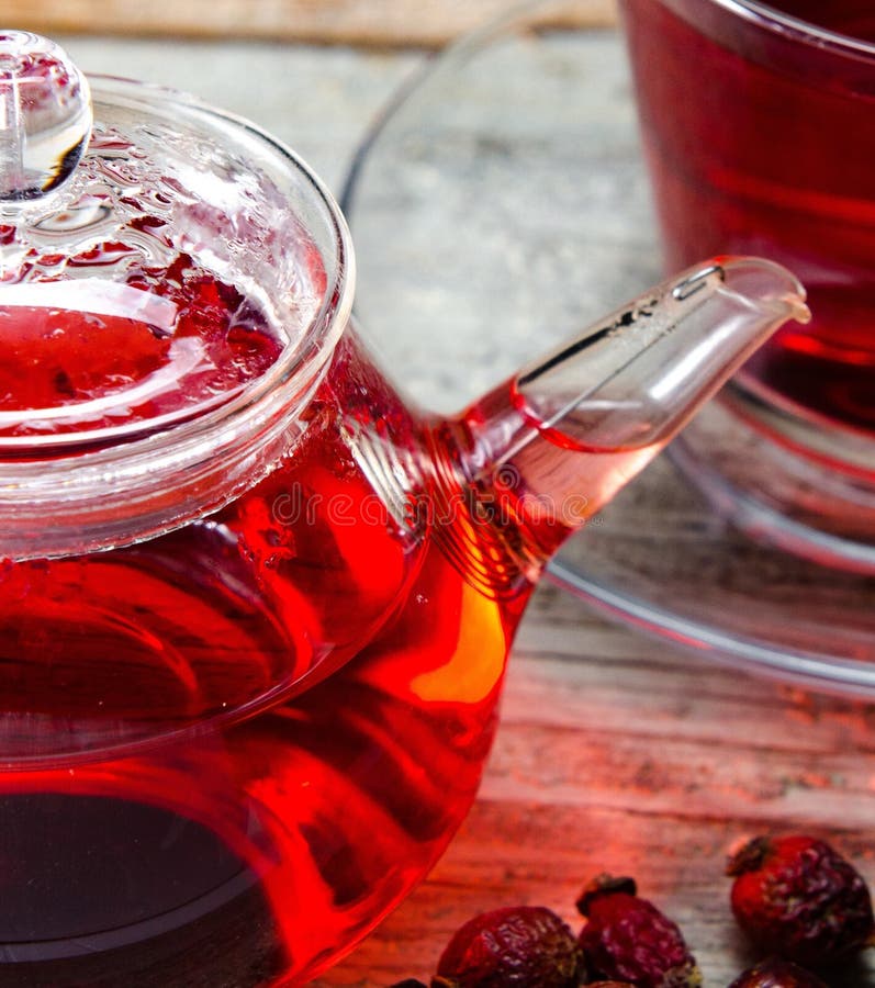 Fruit Berry Tea in the Cup Served on Table Stock Photo - Image of glass ...