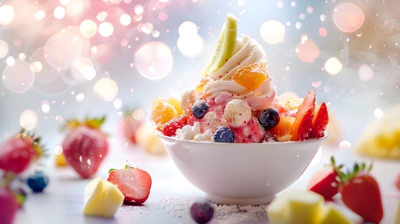 Fruit Bingsu Icream Clean Light Bright Lighting by Generative AI Stock ...