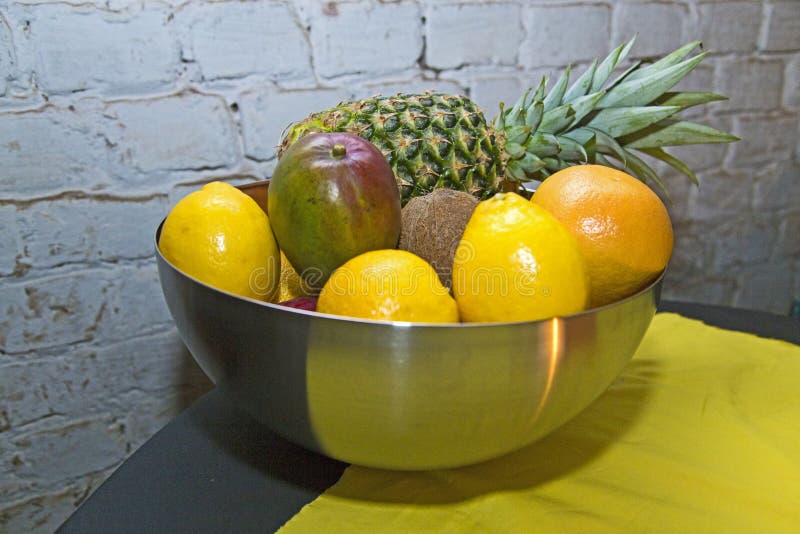 Metalic Bole Filed with Exotic Fruits Stock Photo - Image of healthy ...