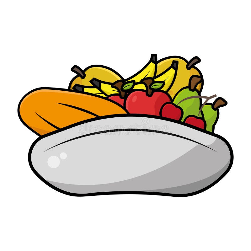 Fruit Bowl Filled Mix Food. Vector Stock Illustration - Illustration of ...