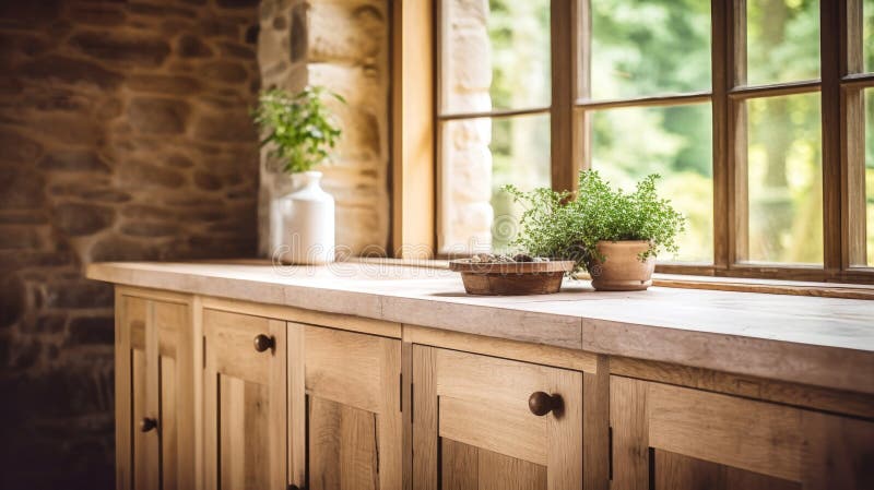Fruit Bowl on Kitchen Counter. Interior of a Modern Kitchen Made of ...