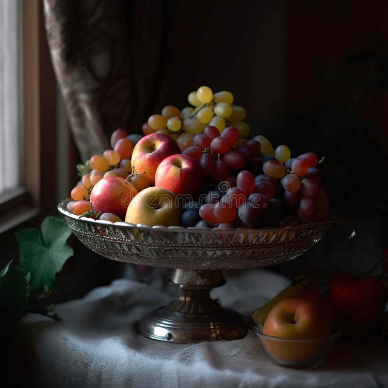 Fruit Bowl on a Table, a Beautiful Scene. Created with Generative AI ...