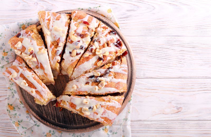 Fruit Bread with Icing, Sliced Stock Photo - Image of food, topping ...