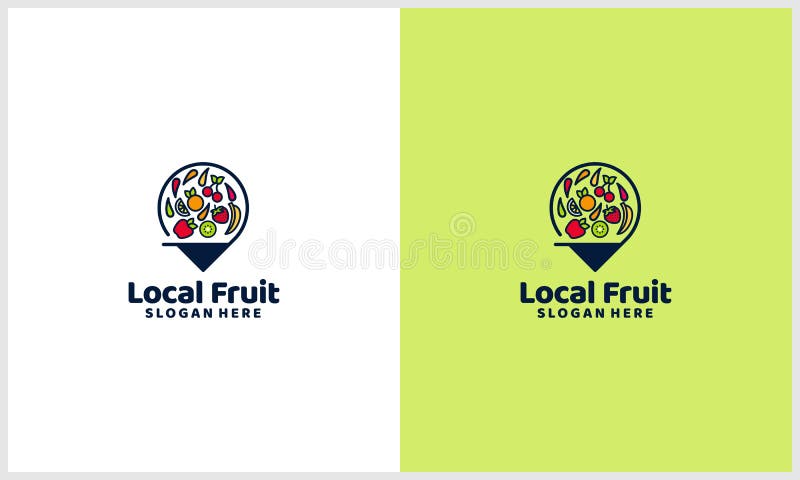 Fruit Bunch with Nature Leaf and Pin Location Concept Logo Template ...