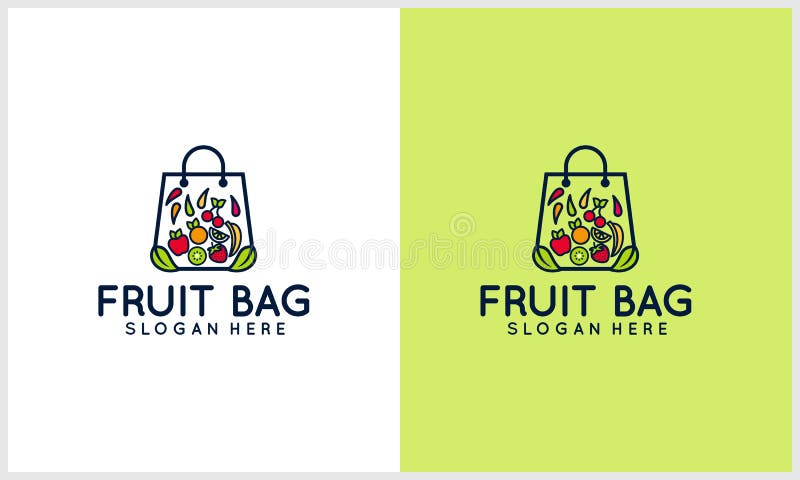 Fruit Bunch with Shop Bag Concept Logo Template Stock Vector ...