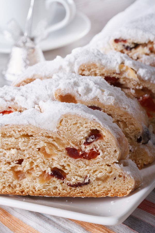 Stollen German Christmas Cake Cut on the Table Top View Stock Image ...