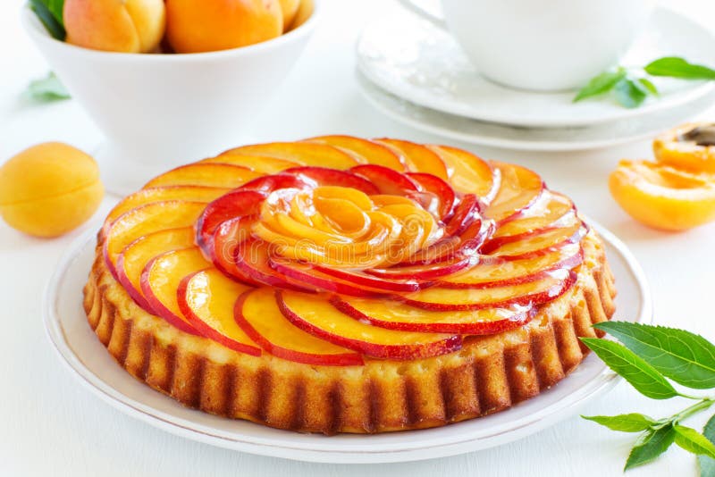 Fruit cake with peaches stock photo. Image of ricotta - 49252532