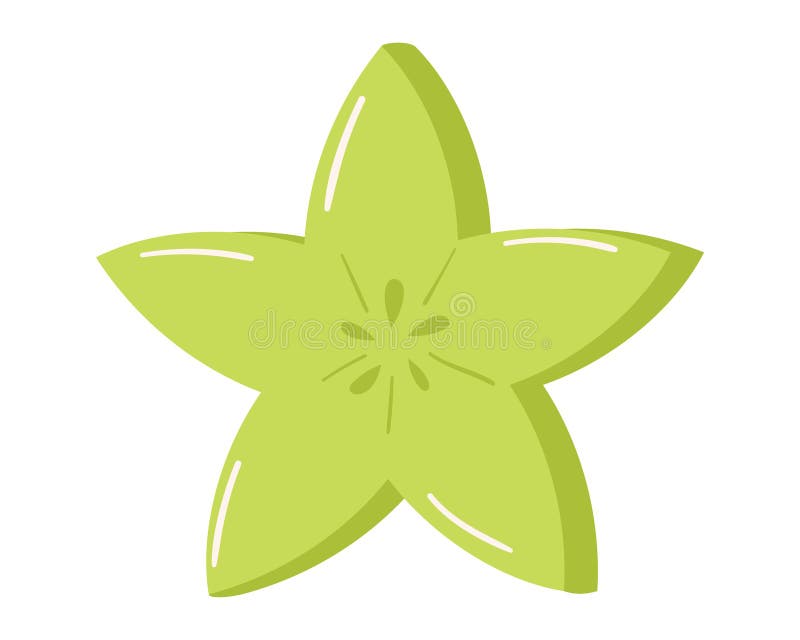 Fruit Carambola Starfruit in Cartoon Hand Drawn Simple Style. Editable ...