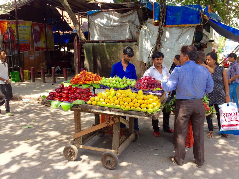 A fruit cart editorial stock photo. Image of shoppers - 56241618