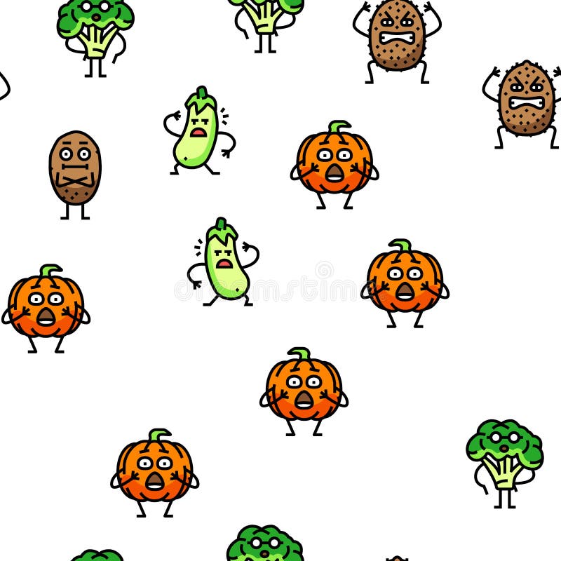 Fruit Character Funny Food Vector Seamless Pattern Stock Vector ...
