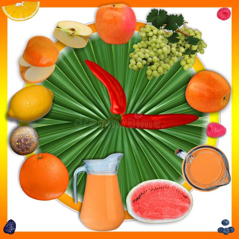 Fruit clock stock photo. Image of chili, health, fruit - 9910106