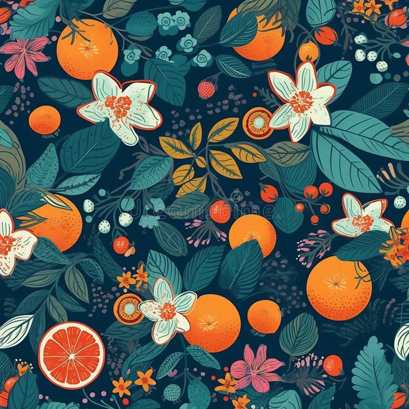Fruit Collage Features a Seamless Pattern Stock Illustration ...