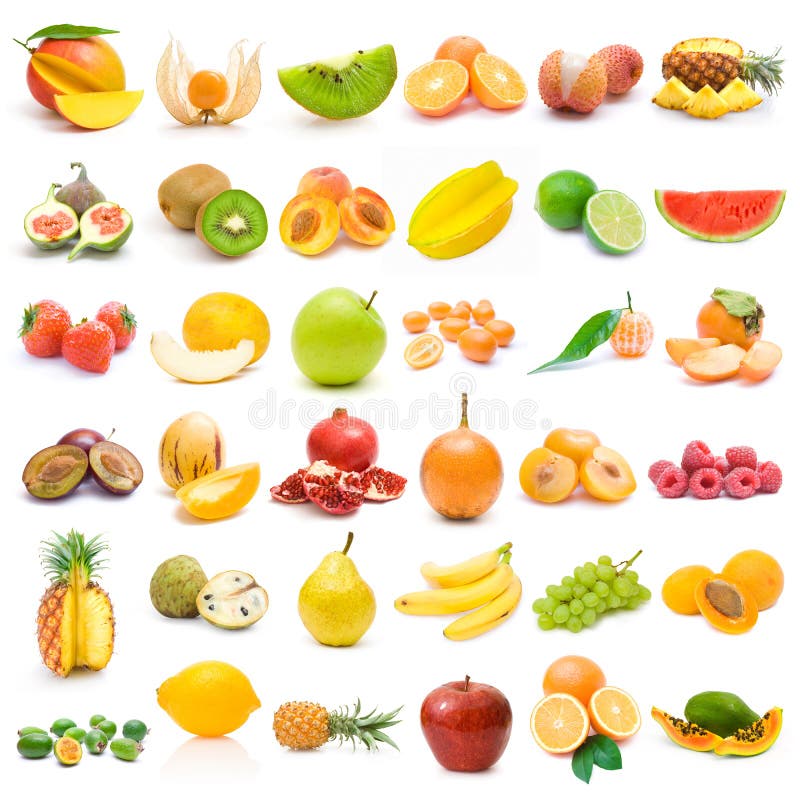 Collection of Fresh and Colorful Fruits and Nuts Stock Photo - Image of ...