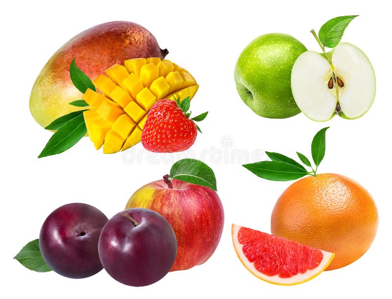 Fruit Collection Isolated On A White Stock Image - Image of vegetarian ...
