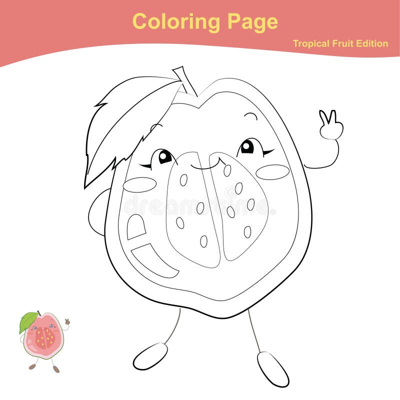 Fruit Coloring Worksheet Page. Coloring Cute Fruit Worksheet Page Stock ...