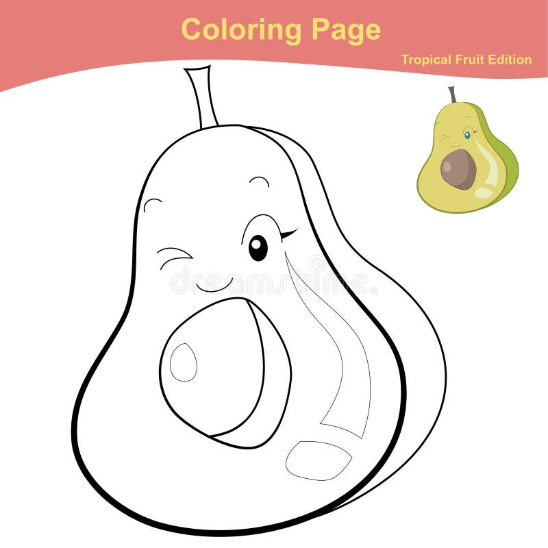 Fruit Coloring Worksheet Page. Coloring Cute Fruit Worksheet Page Stock ...