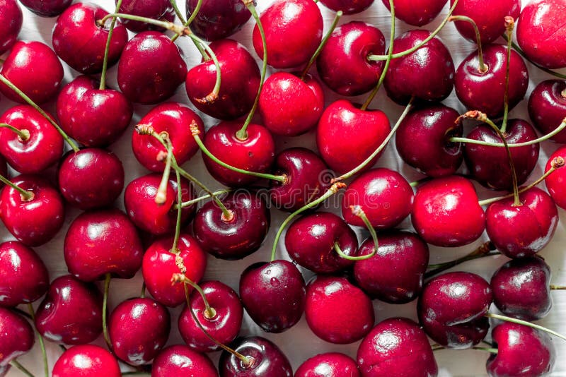 Fruit Concept. Vivid Cherry Background Top View Stock Image - Image of ...