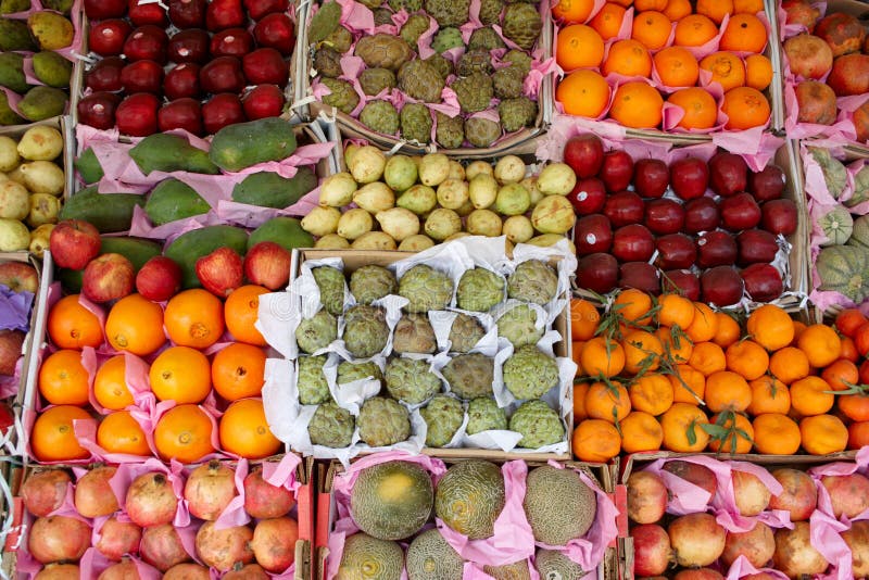 Fruit Counter on the East Bazaar Stock Photo - Image of melon, counter ...