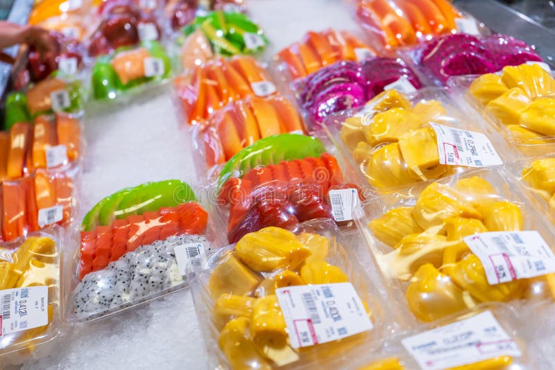 Fruit Counters in the Grocery Section of the Supermarket Editorial ...