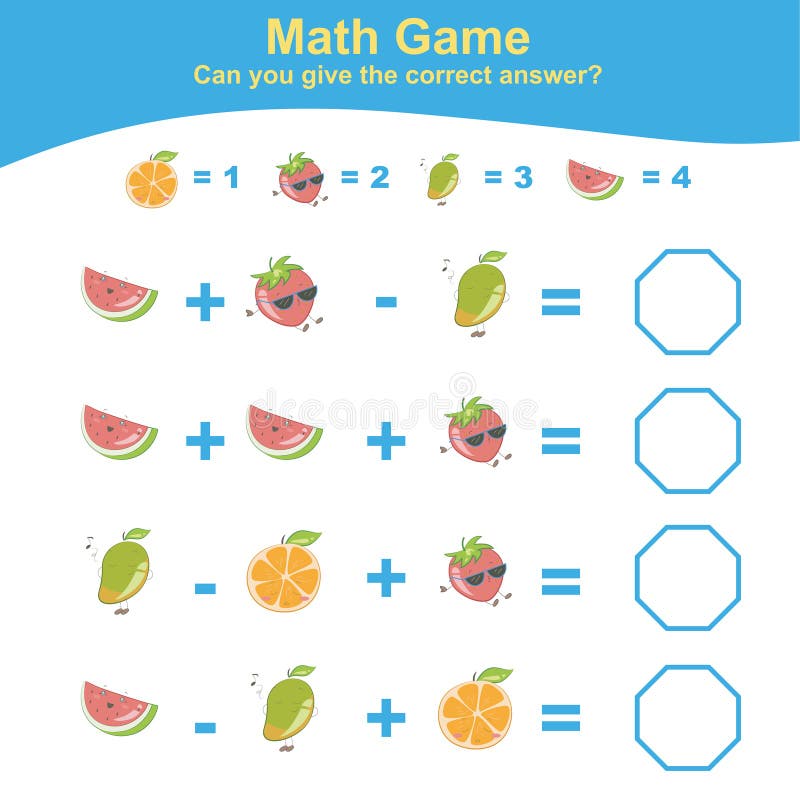 Fruit Counting Math Worksheet. Math Worksheet for Preschool Stock ...