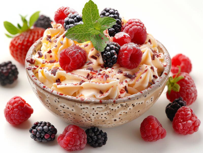 A fruit cream curd stock photo. Image of raspberry, snack - 354435448