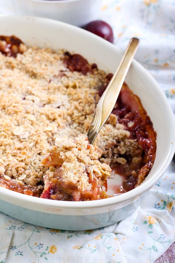 Fruit crumble stock photo. Image of food, homemade, plum - 43763636