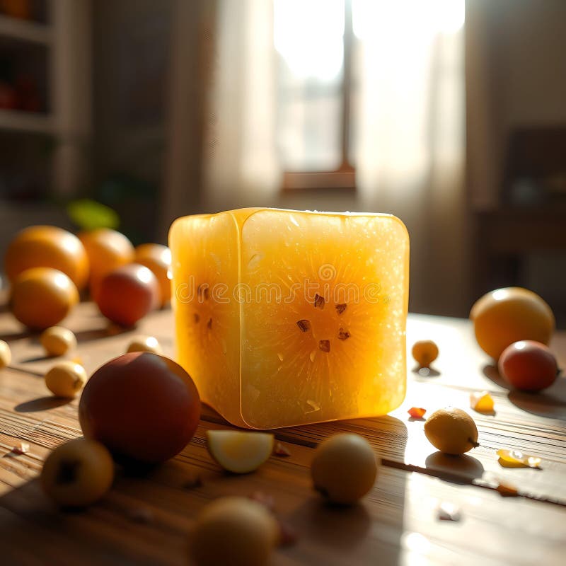 Fruit Cube Composition: Ultra-Realistic Photography Stock Illustration ...