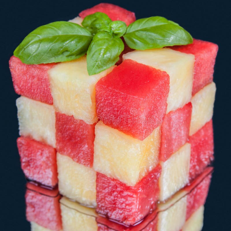 Fruit Cube with Assorted Tropical Fruit Stock Image - Image of fruity ...