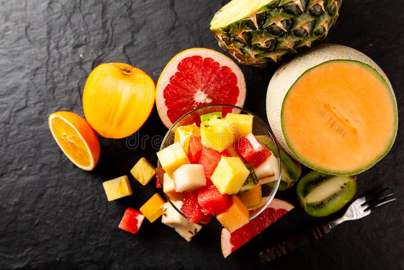 Fruit Cube with Assorted Tropical Fruit Stock Image - Image of fruity ...