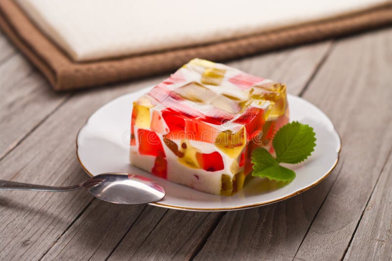 Fruit Dairy, Red and Green Jelly on a Plate. Stock Photo - Image of ...