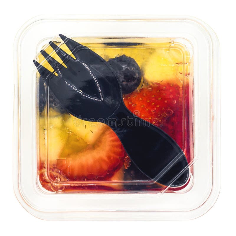Fruit Dessert in Closed Plastic Transparent Container Stock Photo ...