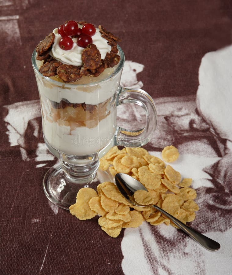 Fruit dessert with creams stock image. Image of fruit - 7479017