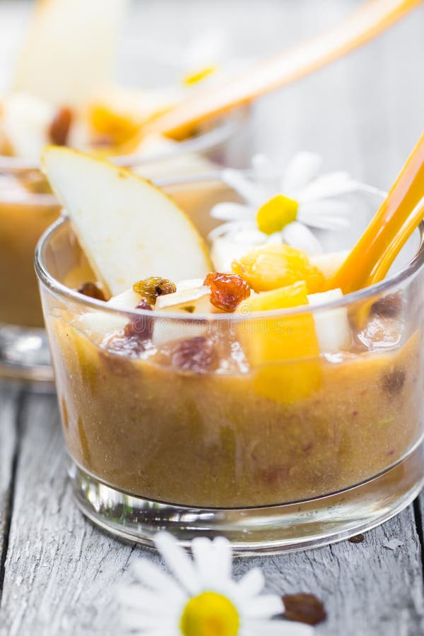 Fruit Dizzy Delicious Pear Mousse Raisins Stock Image - Image of diet ...
